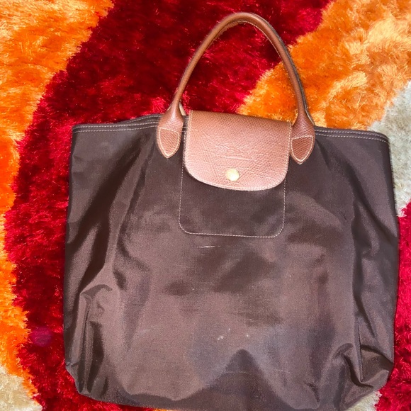 Bags | Chocolate Longchamp Le Pliage No Zipper Tote | Poshmark